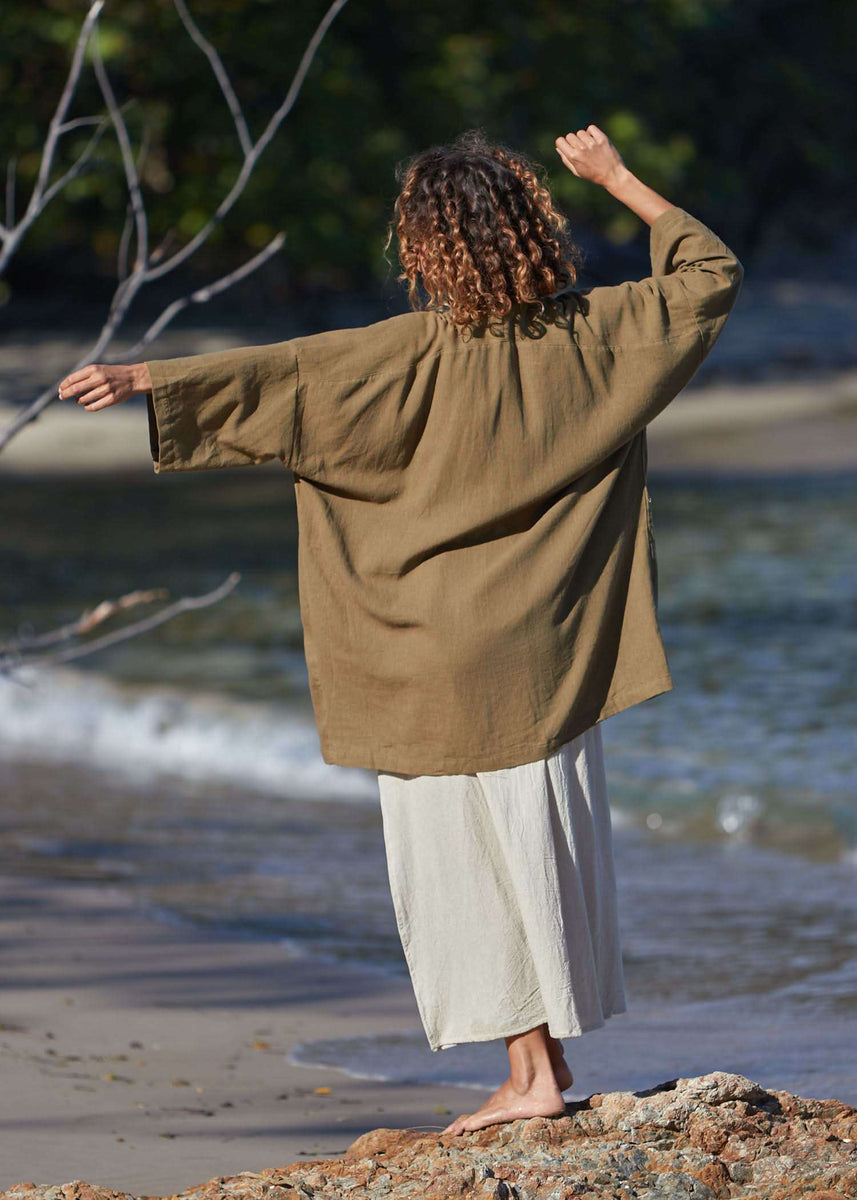 Natural Flare Open Jacket - Khaki – ARYA Clothing