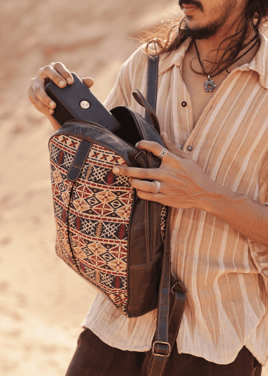 Nomad Embroidered Genuine Leather Backpack – ARYA Clothing